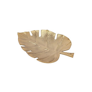 Purestory 10.5 Inch Large Gold Leaf Decorative Serving Tray Platter.Tabletop Display Platter.Centerpiece Platter Tray for Home Decor - Gold