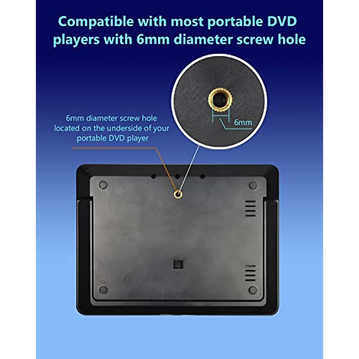 UEME Car Headrest Mounts, Angle Adjustable Headrest Dual Screen DVD Player Mount Holders, 2 Mounting Brackets WONNIE/FANGOR/Sylvania Dual Screen DVD Players