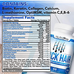 Thick Hair Growth Vitamins– Hair Growth Pills With DHT Blocker Stimulates Faster Hair Growth for Weak, Thinning Hair–Biotin Hair Supplements with Keratin & Collagen Helps Men&Women Grow Perfect Hair.
