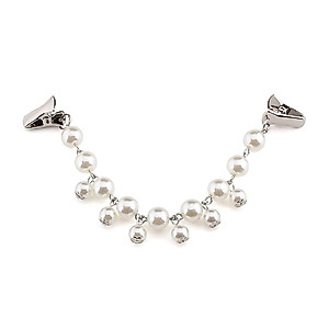 COLORFUL BLING Pearl Crystal Sparkling Teardrop Chain Dresses Shawl Clip Retro Sweater Collar Clips Retro Cardigan Clip Shawl Clips Glove Clips Clasp Dress Shirt Brooch Clip for Men and Women-4