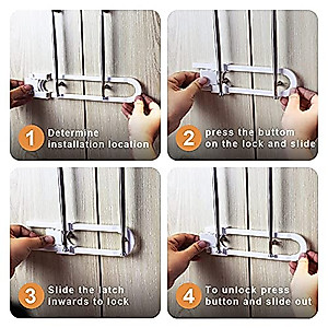 Sliding Cabinet Locks for Babies, 6 Packs Upgrade U-Shaped Sliding Child Locks for Cabinets, Child Proof Cabinet Latches, Multi-Purpose Adjustable Baby Proofing Cabinets