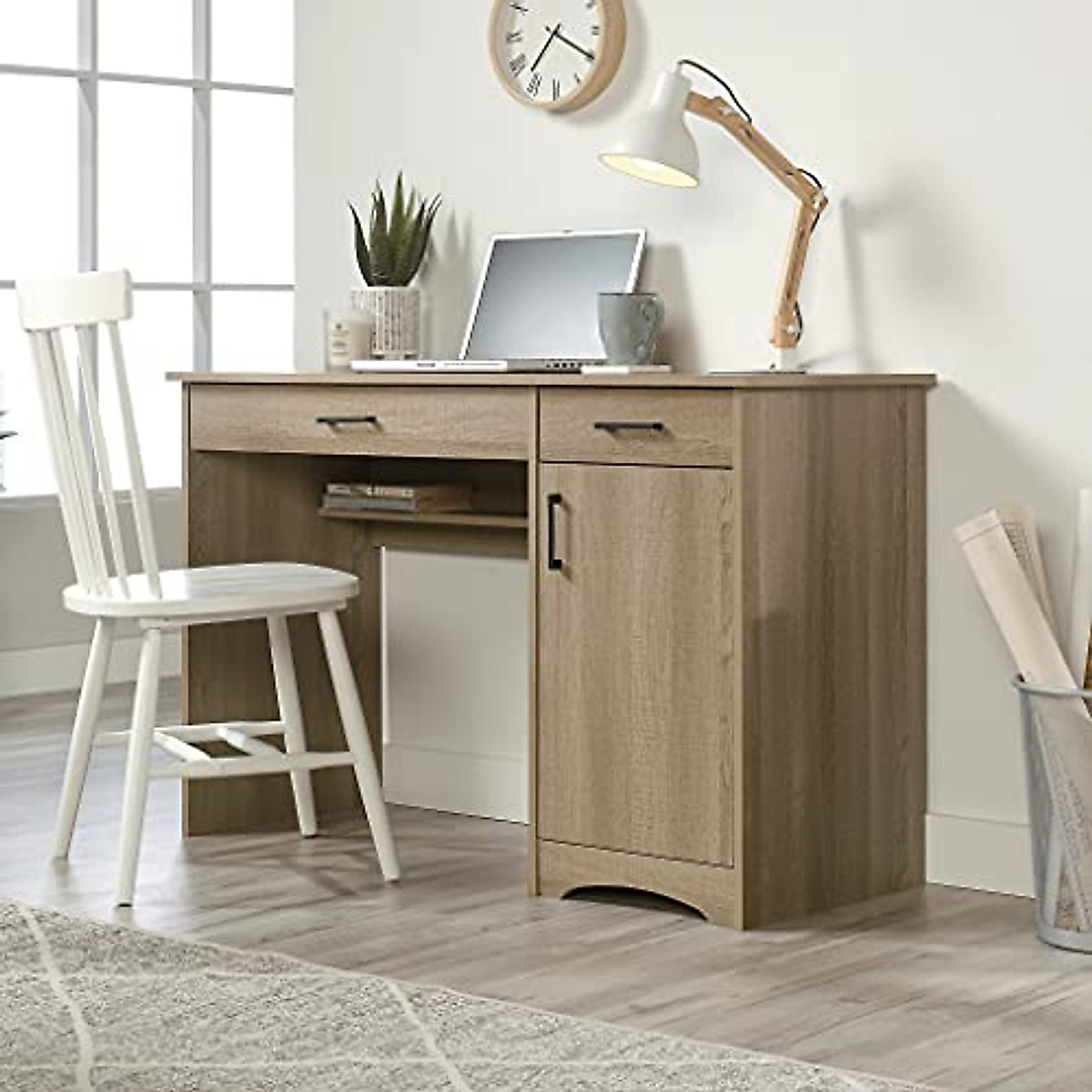 Sauder Beginnings Desk, L: 46.81" x W: 18.50" x H: 29.96", Summer Oak Finish
