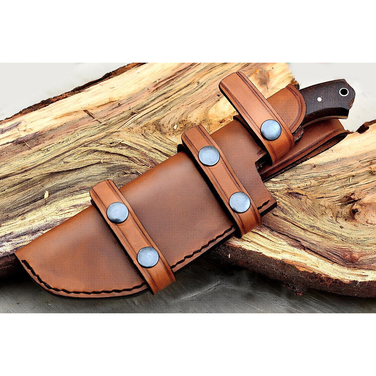 ALZAFASH Handmade Leather Knife Sheath, EDC Knife Holster, Belt Loop Knife Holder, Horizontal Knife Sheath for Belt, Knife Case for Hunting,Fixed Blade,Tracker Knives