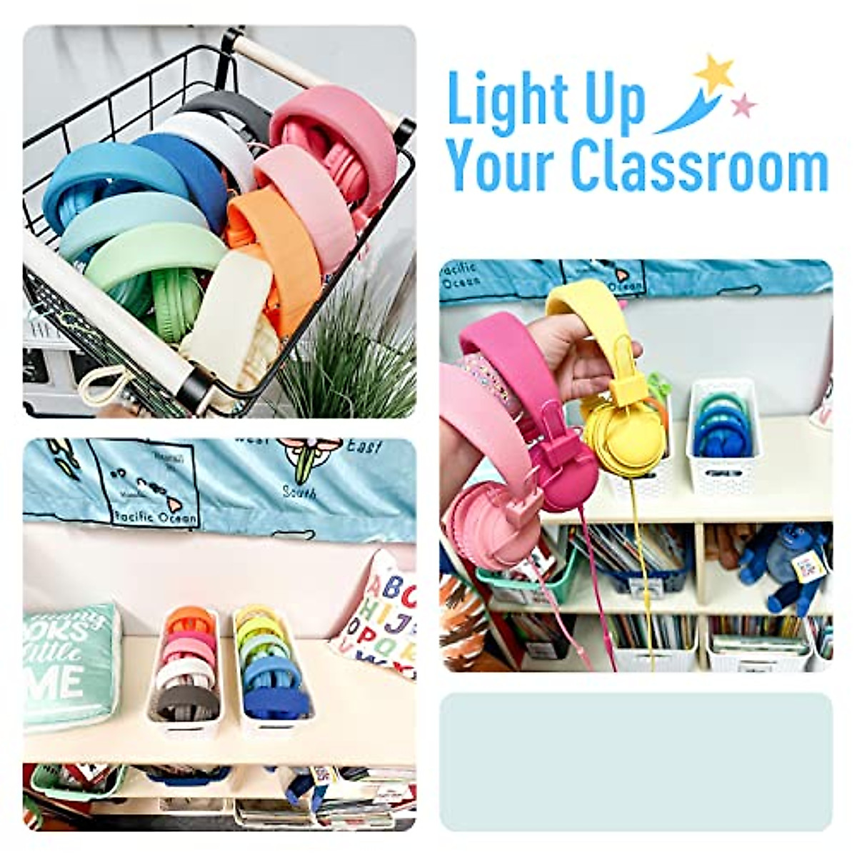 AILIHEN Kids Headphones Bulk 10 Pack for School K-12 Students, Classroom Wired Headphones with Microphone & 85dB Volume Limited & Sharing, 3.5mm Jack for Chromebook, Computer, Laptop (Multicolor)