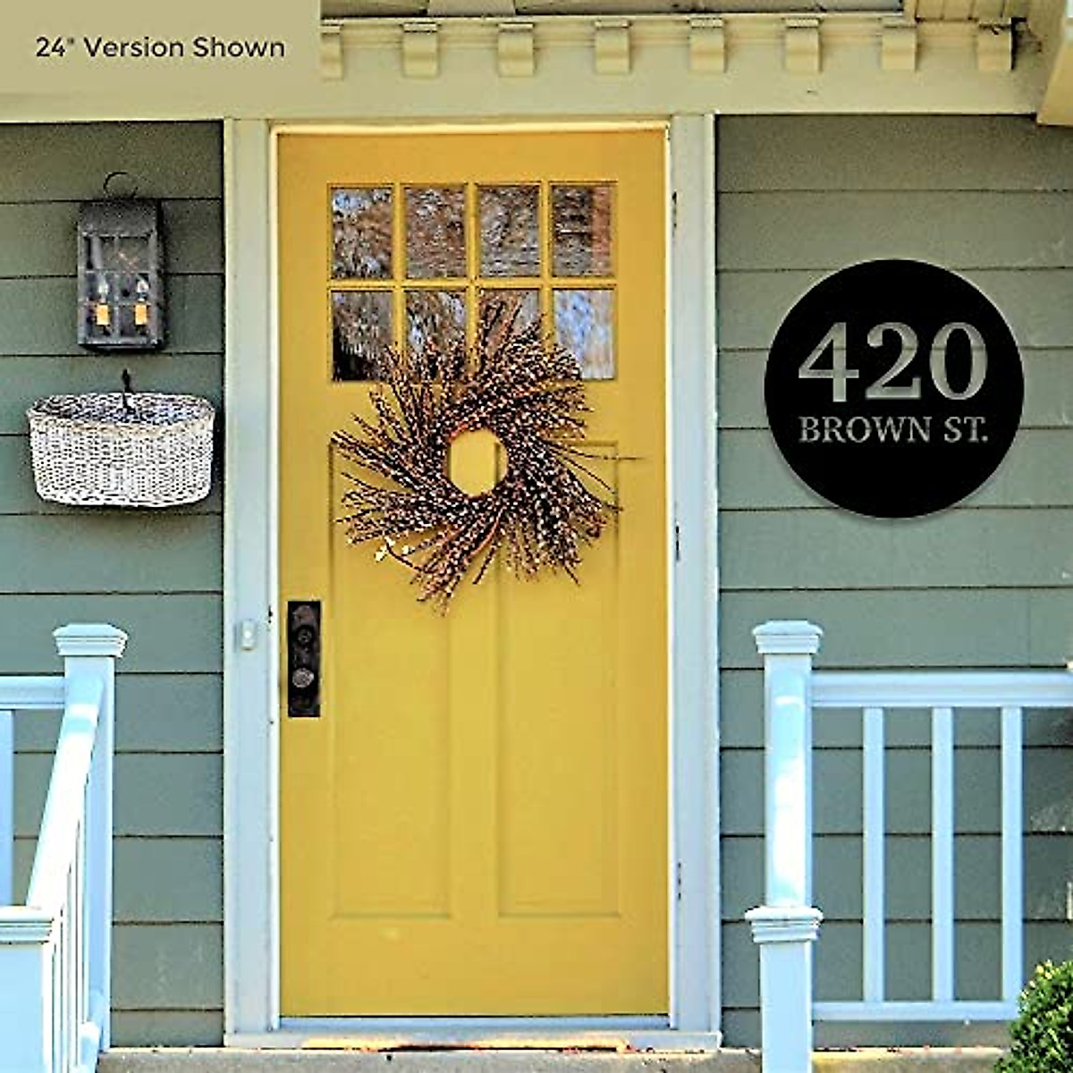 Round House Number and Street Name Personalized Solid Steel Decorative Address Marker House Accent Sign
