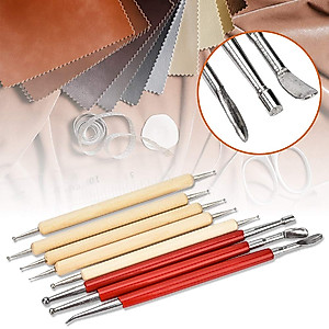 8Pcs Leather Craft Carving Stylus Tool Set,Double Headed Point Drill Pens Spoons Kit Set for DIY Handmade Leatherwork Embossing Carving