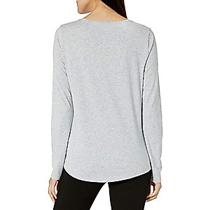 Amazon Essentials Women's Classic-Fit 100% Cotton Long-Sleeve Crewneck T-Shirt, Light Grey Heather, Large