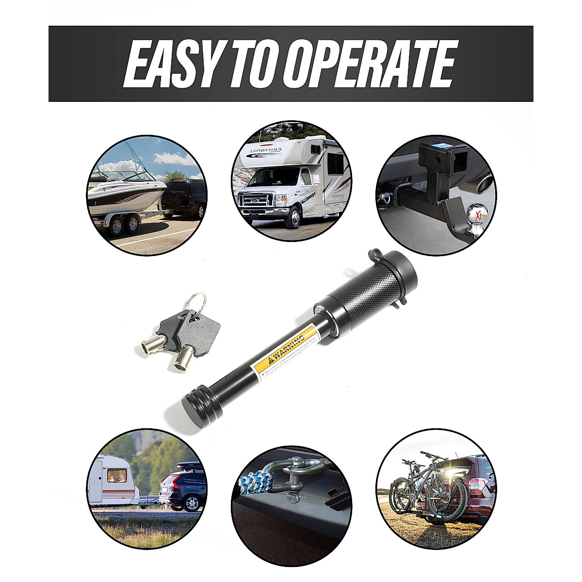 ESEWALAS Heavy Duty Trailer Hitch Lock,Hitch Receiver Pin Lock with 5/8" Pin for Class III IV 2" and 2-1/2" Receiver,Tow Hitch Lock for Hitch Bike Rack Tray Ball Tow Rope,Hitch Receiver Lock