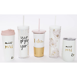 Kate Spade New York Bridal 16 Ounce Insulated Travel Mug, Double Wall Thermal Tumbler for Coffee/Tea, Miss to Mrs. (Pink)