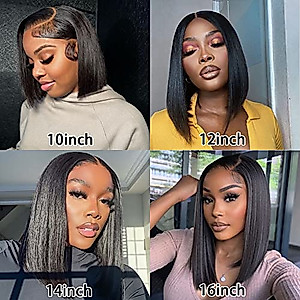 Ainmeys Hair 13x4 Lace Front wigs Glueless wigs human hair 150% Density Pre Plucked short bob wigs Brazilian Straight human Hair Wigs For Black Women Bleached Knots(12inch)