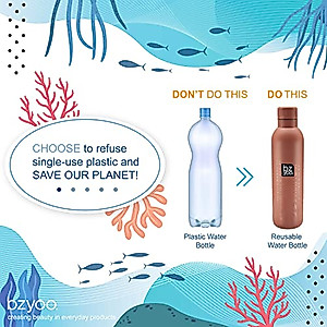 bzyoo H2GO Double Wall Vacuum Insulated 18/8 Stainless Steel Reusable 17oz Leak-Proof Thermal Travel Water Coffee Bottle for Gym Hiking Cycling Gifts Wellness (Terracotta)