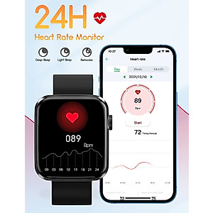 NICEWAT Smart Watch, Fitness Tracker for Women Men with 1.8" Large Touch Screen, Activity Tracker with Heart Rate Sleep Monitor, IP68 Waterproof Smart Wristband for Android iOS (Black)