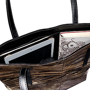 Sunflowers Wood Print Handbags for Women Large Purses Leather Tote Bag School Shoulder Bag