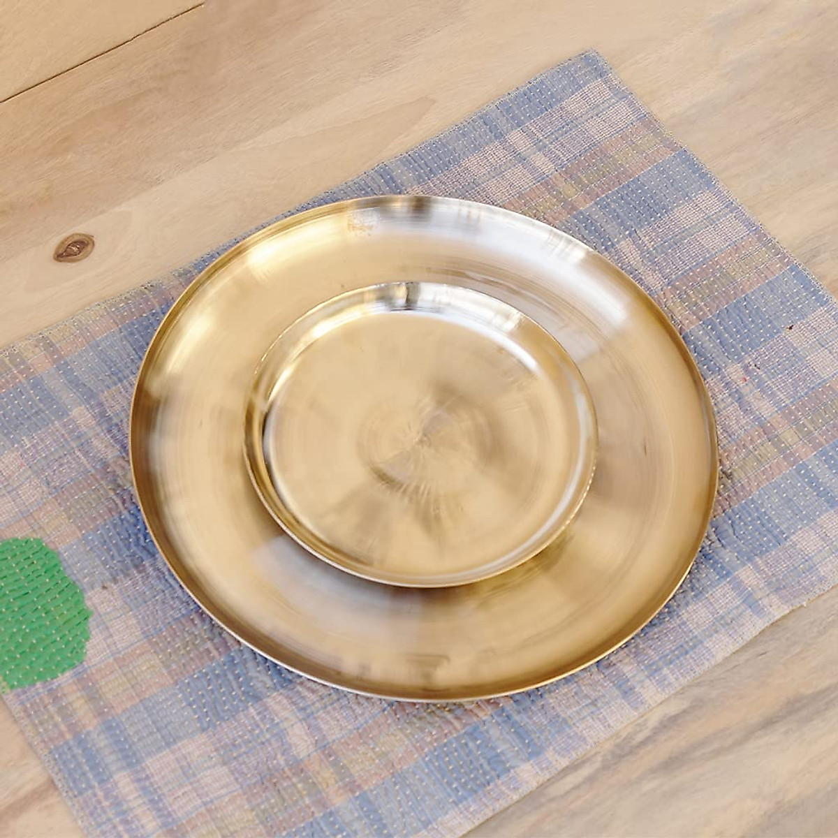 De Kulture Ayurveda Pure Kansa Bronze Dinner Platter Lunch Plate Dinner Plate Charger Plate Pizza Plate Appetiser Platter Dessert Plate Nested Platters Set of 2