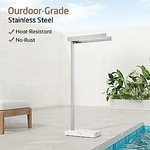 Natural Mable Standing Towel Rack with Weighted Base, KES Free Standing Towel Rack for Bathroom with 2X Wider Sturdy Tube, 2-Tier Towel Stand for Bathroom Floor, Brushed Steel, BTH225-2