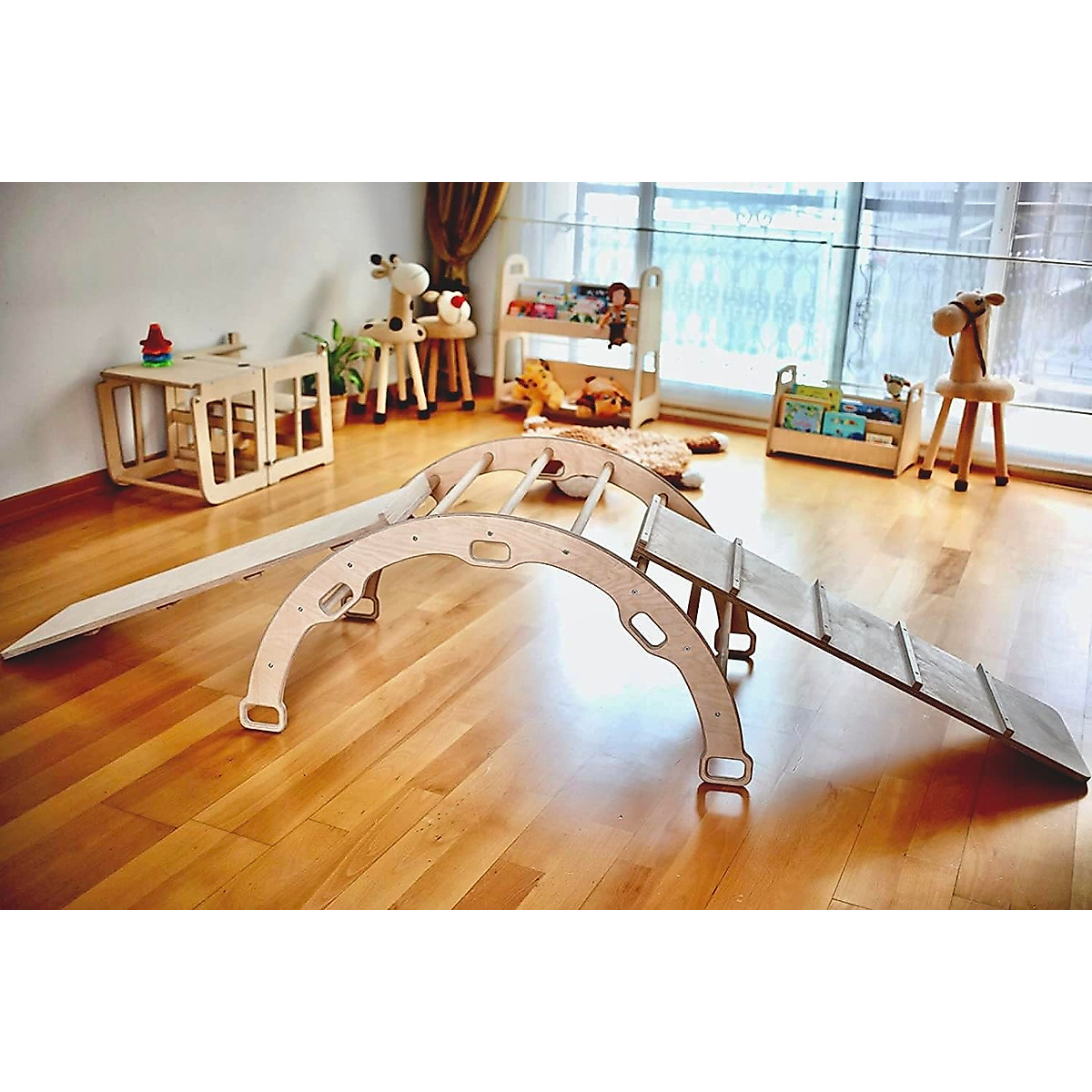 Kidodido Climbing Set | Triangle & Arch & Two Ramp Full Set | Montessori Climbing Jungle Set | Climbing Triangle & Arch Set with Two Ramp | Climbing Set for Children's Rooms | Indoor Playground