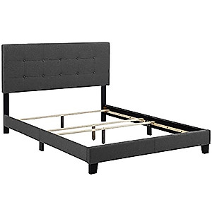 Modway Amira Tufted Fabric Upholstered Full Bed Frame With Headboard In Gray