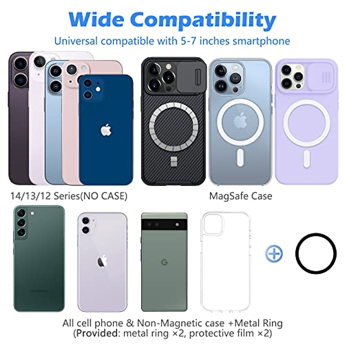 imluckies [Upgrated] Magnetic Laptop Phone Holder, 180° Adjustable Continuity Camera Mount Clip Compatible with Magsafe for iPhone 14 13 12 Series, for iOS 16 & MacBook macOS 13 Ventura, Silver