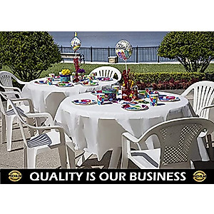 Plastic RoundTablecloth - Round Premium Disposable Tablecloths, Plastic Tablecloth Round - Round Table Disposable Table Cloth, Round Tablecloths 84 Inches, (6 Pack)