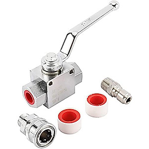 Toolly Stainless Steel High Pressure Washer Ball Valve Kit, 3/8 Inch Quick Connect for Power Washer Hose, 4500 PSI