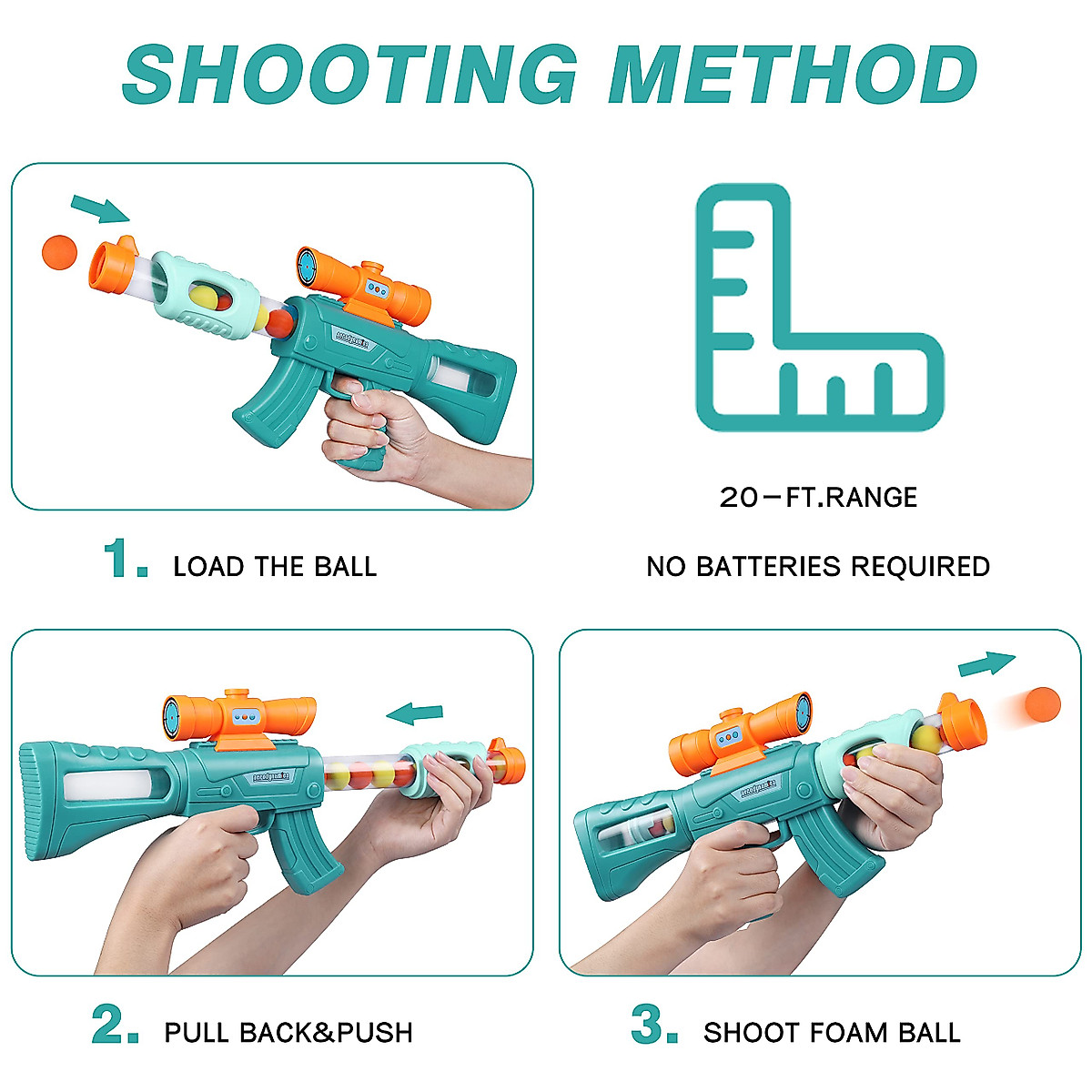 Bottleboom Shooting Game Toys for Boys Age 5 6 7 8 9 10+ Years Old,Foam Popper Guns for 2 Player,Electric Shooting Target & Air Blaster with 24 Foam Bullet Balls Birthday Gift for Kids Girls