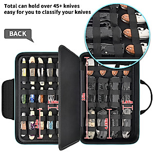 Knife Display Case for 45+ Pocket Knives, for Butterfly Knife Storage Bag, Folding Knives Organizer Holder Box, Knives Collection Protector for Survival, Tactical, Outdoor, Kitchen, EDC Mini Knife