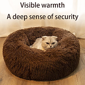Donut Dog & Cat Bed - Premium Quality Plush Calming Anti-Anxiety Pet Cosy With Non-Slip Bottom, Washable for Small/Medium/Large Dogs (Color: Gradient Gr