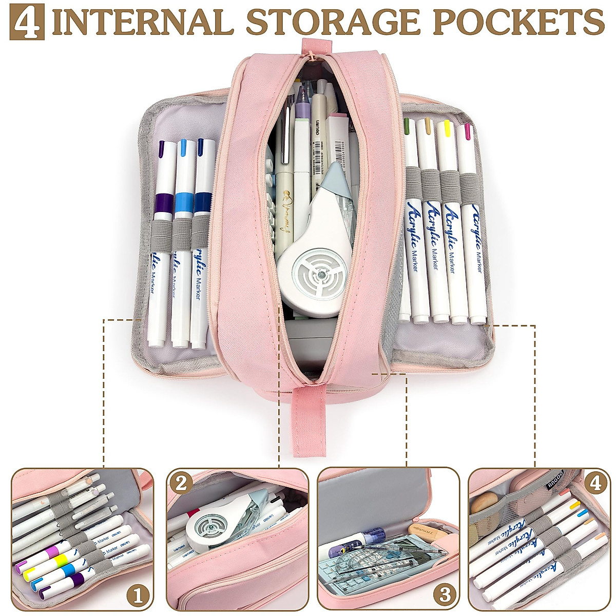 HLDIFENGGS Large Pencil Pouch, Special Preppy Aesthetic Pencil Case with Compartments, Pencil Bag Big for School Teens Office College Girl Boy Men Women Adult