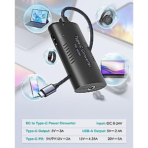 SHNITPWR 100W PD Type C to USB C Adapter, 5V-20V Input to 100W Output, Converts Regular Power Supplies into Fast Chargers
