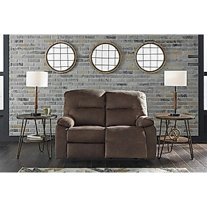 Signature Design by Ashley Bolzano Faux Leather Manual Reclining Loveseat, Brown