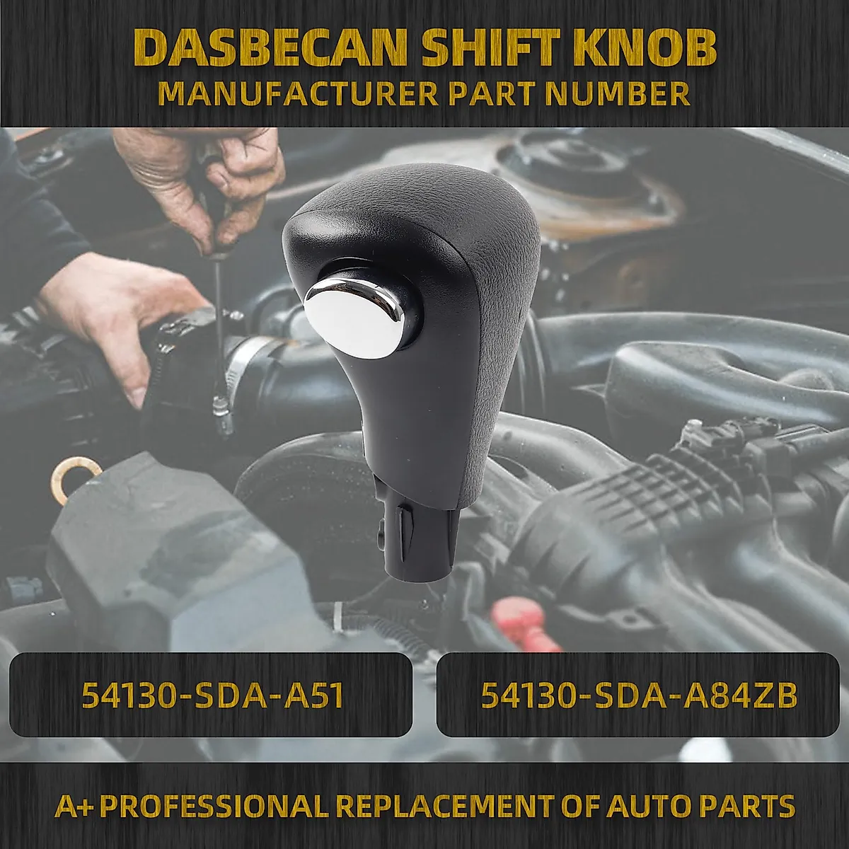 Dasbecan Gear Shifter Knob Compatible with Honda Accord 2003-2006 Automatic Shift Handle Replaces 54131-SDA-A51