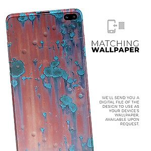DesignSkinz Hot Coral Metal with Turquoise Rust Protective Vinyl Decal Wrap Skin Cover Compatible with The Samsung Galaxy S20 (Screen Trim & Back Glass Skin)
