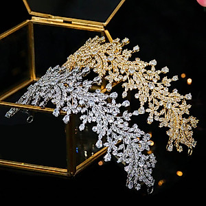 Jorsnovs CZ Wedding Headpieces for Bridal CZ Tiaras for Women Cubic Zirconia Sweet 16 Birthday Headbands Hair Accessories