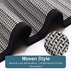 Cognitixx Kitchen Rugs, Non Skid Washable Kitchen Floor Rugs Absorbent Kitchen Mats with Rubber Backing, Durable Woven Floor Mats for Kitchen, Home, Farmhouse, Front of Sink (Black, 20" x 32")