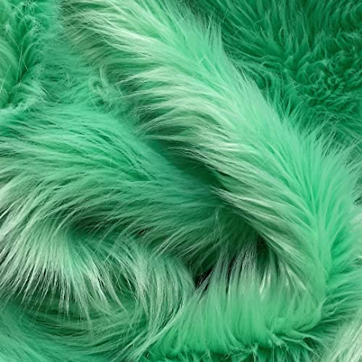 Ice Fabrics Faux Fur Fabric by The Yard - 60 Inches Wide Super Soft and Fluffy Shaggy Mohair Fur Fabric for Costumes, Apparel, Rugs, Pillows, Decorations and More - Mint - One Yard