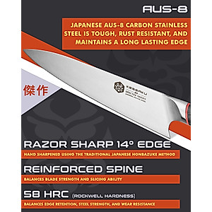 KESSAKU 8-Inch Chef Knife - Spectre Series - Forged Japanese AUS-8 High Carbon Stainless Steel - Pakkawood Handle with Blade Guard