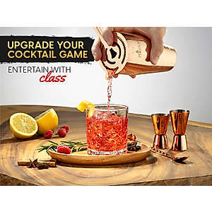 ROCKSLY MIXOLOGY BAR Set Premium Bartender Kit, Rectangular Tool Stand, Cocktail Shaker Strainer, Jiggers, Spoon, Tongs, Muddler, Pourers, Opener 10 Pc