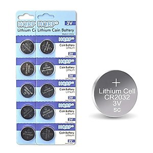 HQRP 10-Pack CR2032 3-Volt Lithium Cell Battery CR2O32 CR2032L