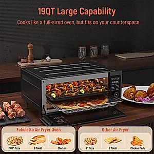 Air Fryer Toaster Oven Combo, Fabuletta 10-in-1 Countertop Convection Oven, Oil-Less Air Fryer Oven Fit 13" Pizza, 9 Slices Toast, 5 Accessories, 1800W, Dehydrate, Reheat, Bake (Black)