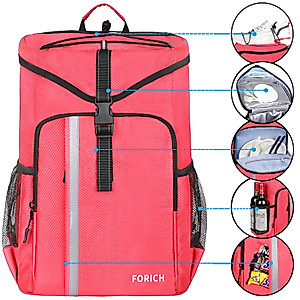 FORICH Backpack Cooler Leakproof Insulated Waterproof Backpack Cooler Bag, Lightweight Soft Beach Cooler Backpack for Men Women to Work Lunch Picnics Camping Hiking, 30 Cans