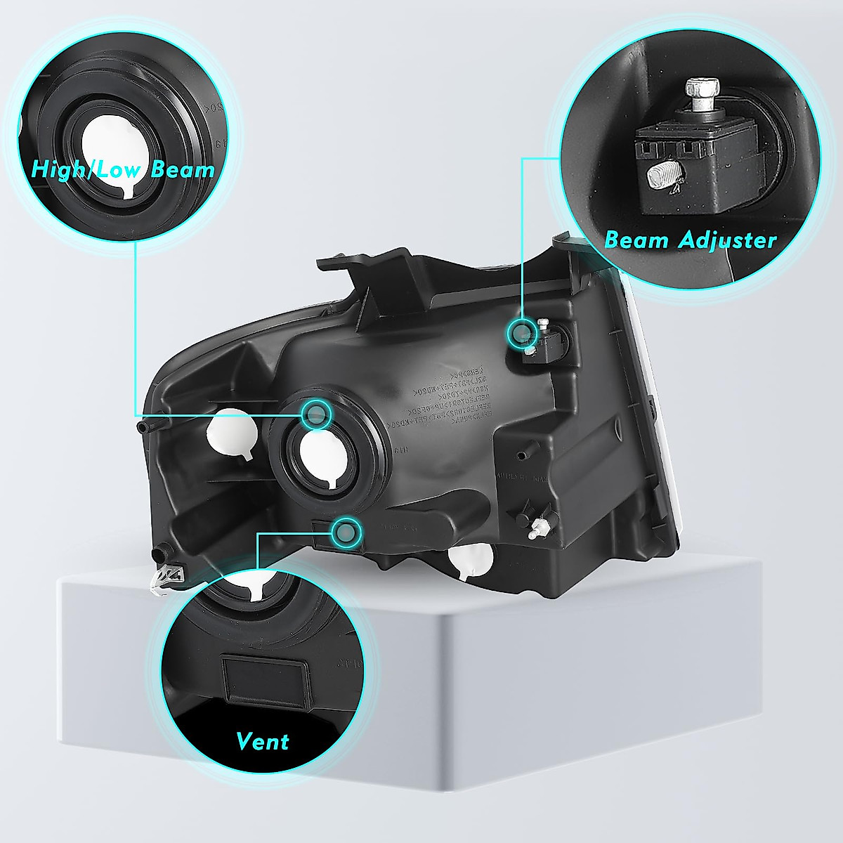 TUSDAR Headlights Assembly Set with Bulbs for 2007-2014 Ford Expedition Driver & Passenger Side (Black Housing with Amber Reflector)