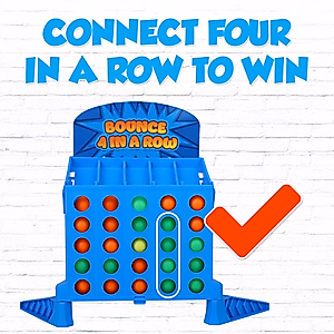 Point Games Bounce 4 in a Row - Travel Friendly Storage Case- Classic Board Games w Twist - Line Up 4 Classic Game - Strategical Thinking and Aim Practice - Portable Toys for Boys and Girls Ages 6+