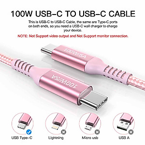 100W USB C to USB C Cable 15ft Long Pink,USBC to USBC,Awnuwuy (20V/5A) Type C PD Fast Charging Power Charging Cord Compatible with iPhone 15/15 Pro/15 Plus/15 Pro Max,iPad Pro, Samsung S23 S22,MacBook