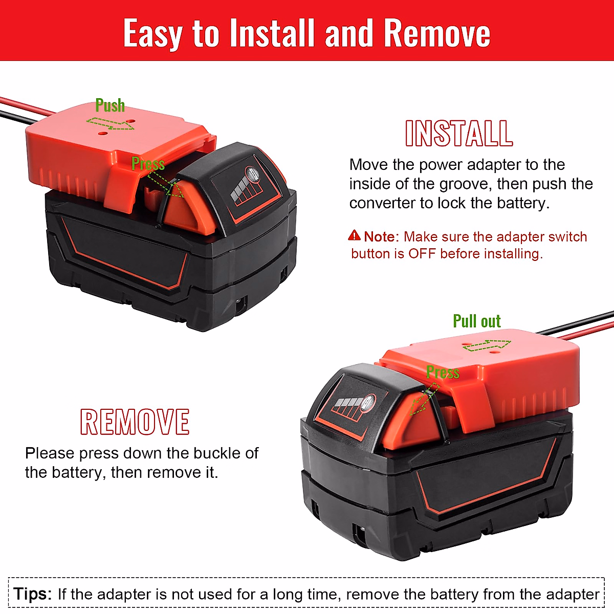1 Pack Power Wheels Adapter for Milwaukee M18 Battery Adapter Power Wheels Battery Converter Kit with Fuse & Switch & Wire Terminals & 12 AWG Wire for DIY RC Car Toys Robotics