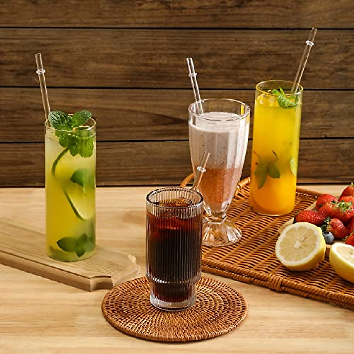 24 Pcs, Highly Clear Reusable Straws with 4 Straw Brushes, 10.5 in Long Hard Plastic Drinking Straws, Transparent Replacement Straws for 16OZ-32 OZ Tumblers, Cups, Jars, YETI, Starbucks - BPA FREE