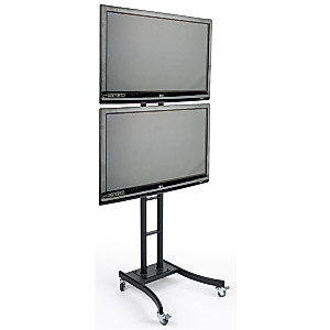 Mobile TV Stand for Floor, Dual Monitor Mount for 32 to 65 Inch Monitors
