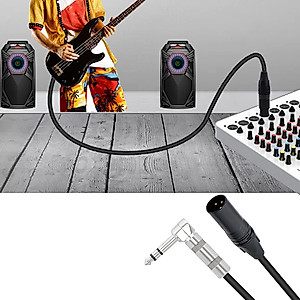 PNGKNYOCN 1/4 to XLR Cable 90 Degree Right Angle 6.35 mm TRS Male Plug to XLR Male Plug Audio Stereo Microphone Cable for Speakers, Stage, DJ and More（50cm）