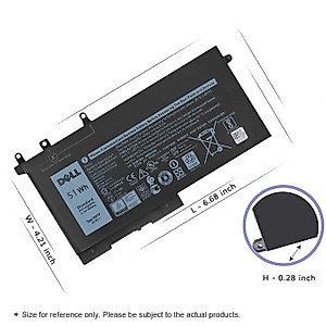 DELL 93FTF Laptop Battery for Dell Latitude 5280 5480 5580 5590 5490 5288 5290 5290 5488 5495 E5480 E5580 E5590 Dell Precision 15 3520 3530 93FTF D4CMT DJWGP DV9NT FPT1C GD1JP 0DJWGP 4YFVG 11.4V 51Wh