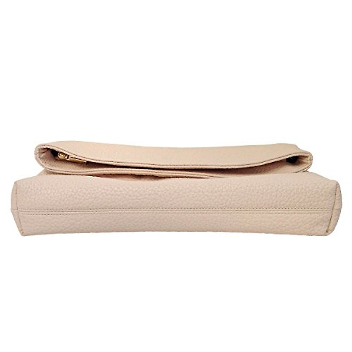 JNB Faux Leather Oversize Foldover Clutch, Sand