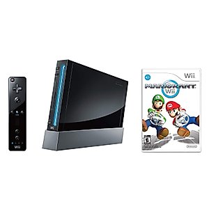 Wii Console with Mario Kart Wii Bundle - Black (Renewed)